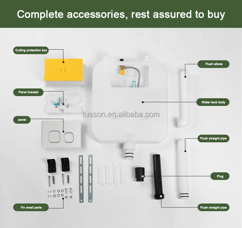 Tusson Wall Toilet Concealed Water Tank Cistern Sets P-trap Back To ...