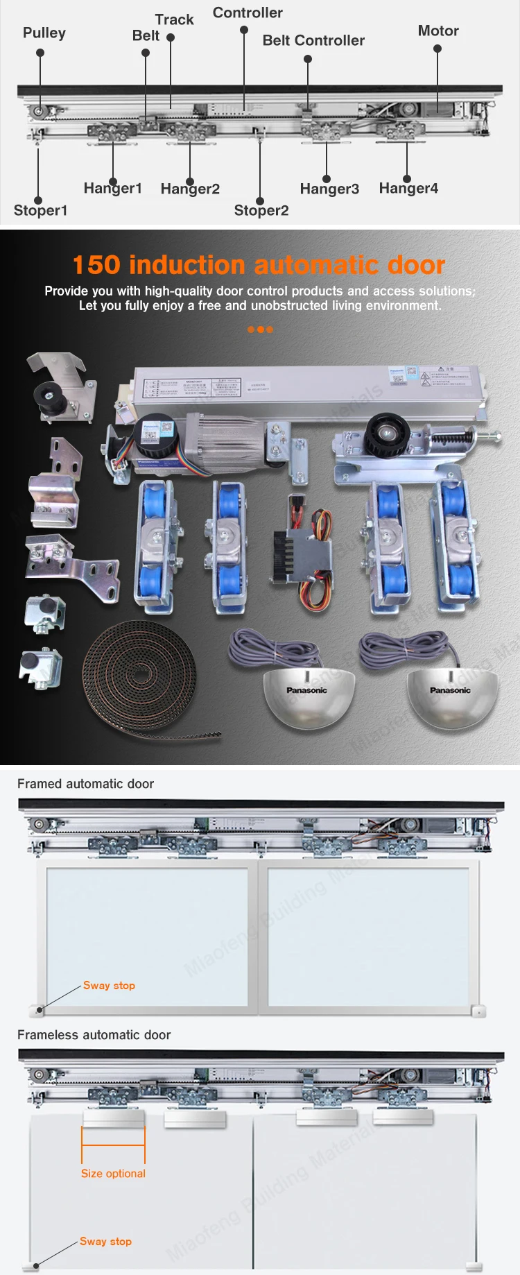 Frameless Glass Sliding Door - Smart Sensor Automatic System