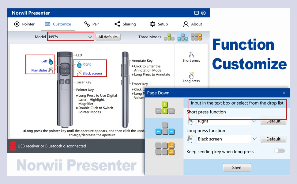 N97s Digital Laser Bluetooth Wireless Presenter - 50m Control