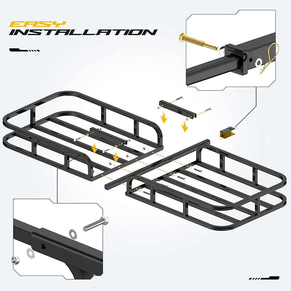 Universal Rear Hitch Mount Steel Folding Luggage Cargo Carrier Rack ...