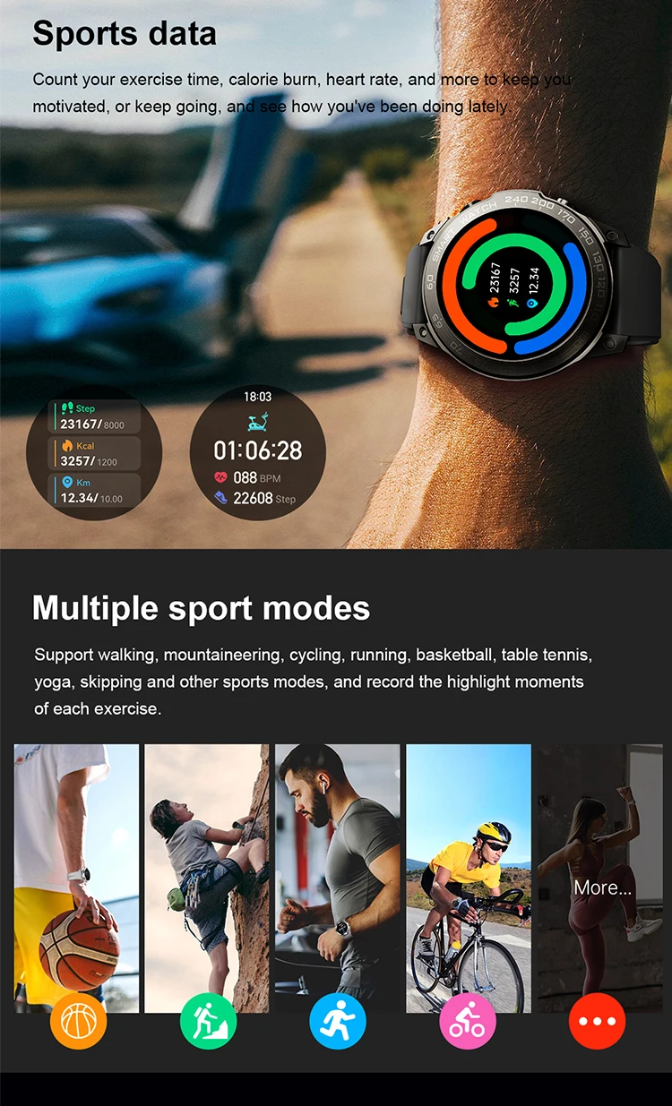 DM50 Smartwatch - AMOLED Display, IP68 Waterproof, Heart Rate Monitor
