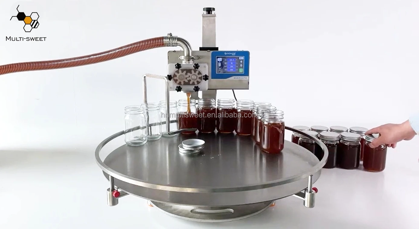 Small Honey Jar Filler - High-Accuracy Rotating Disc Type