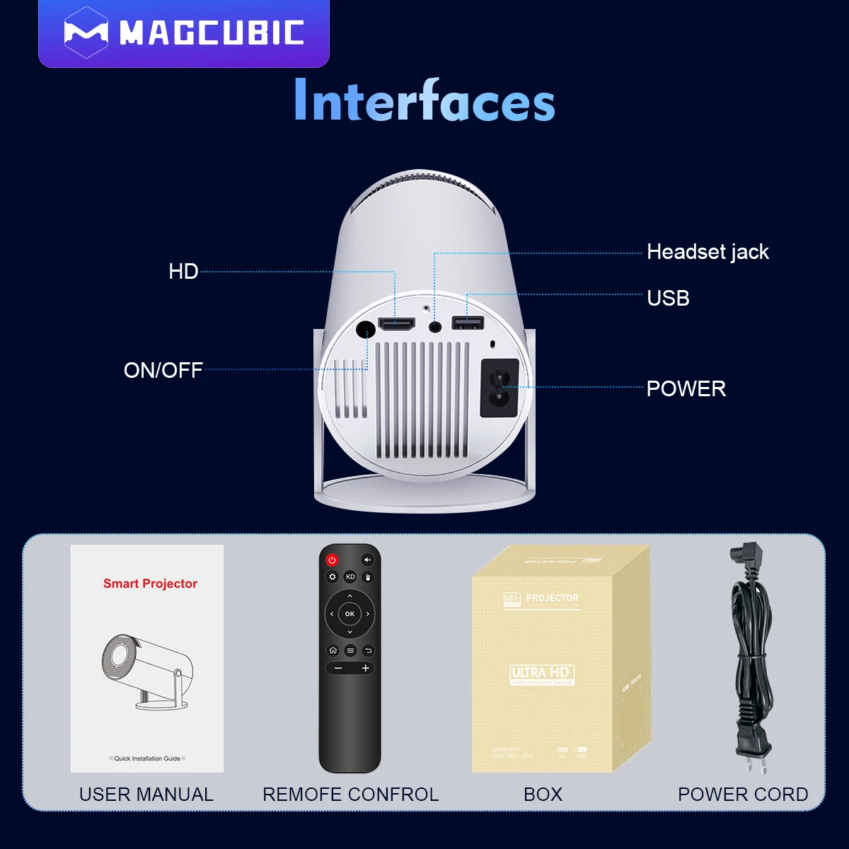 Magcubic Hy300pro - Portable 4K Mini Projector with Android