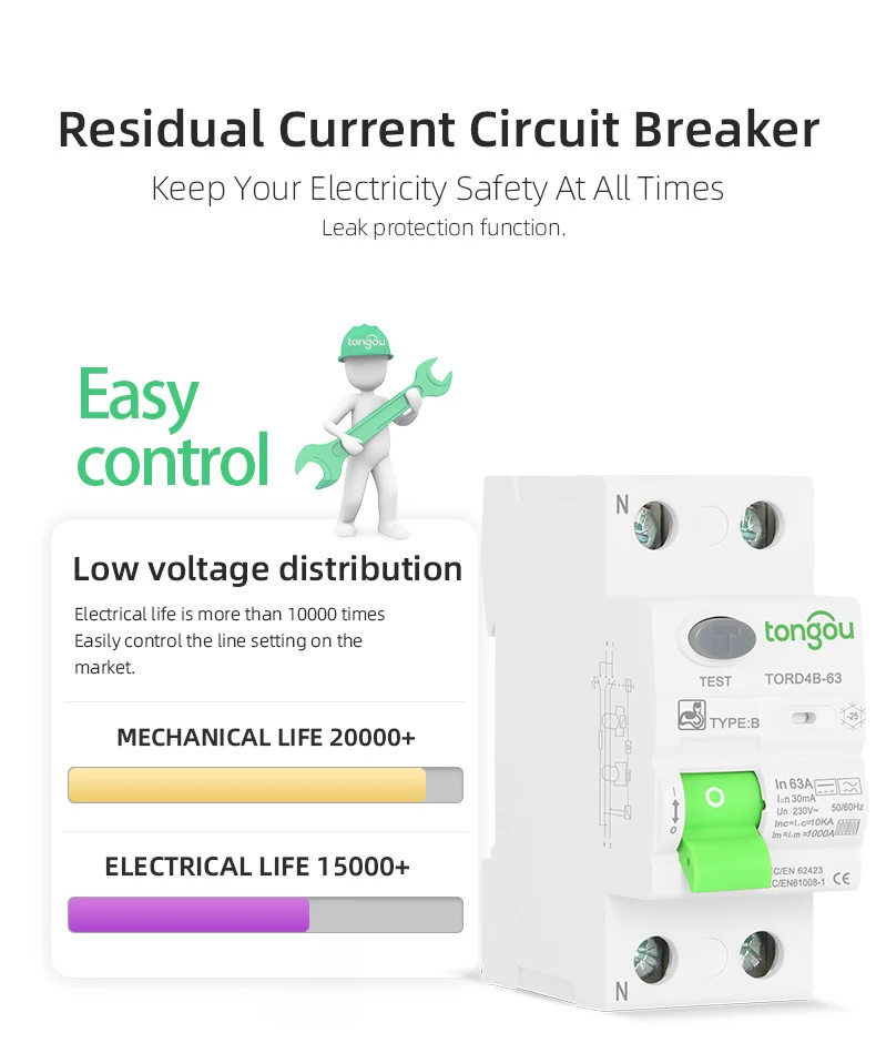 RCCB RCD DC Electric Vehicle EV Charging Pile Residual Current Breaker ...