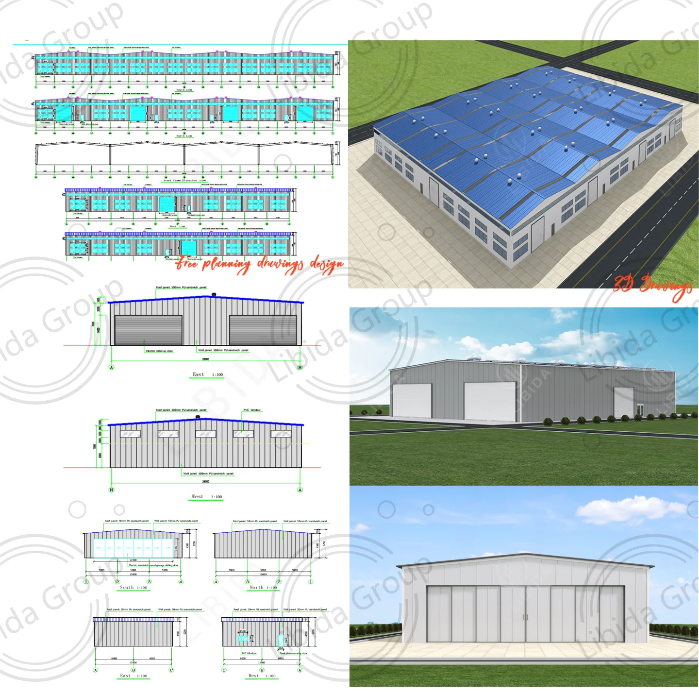 Prefabricated Factory Warehouse / Workshop / Hangar / Hall Price Steel ...