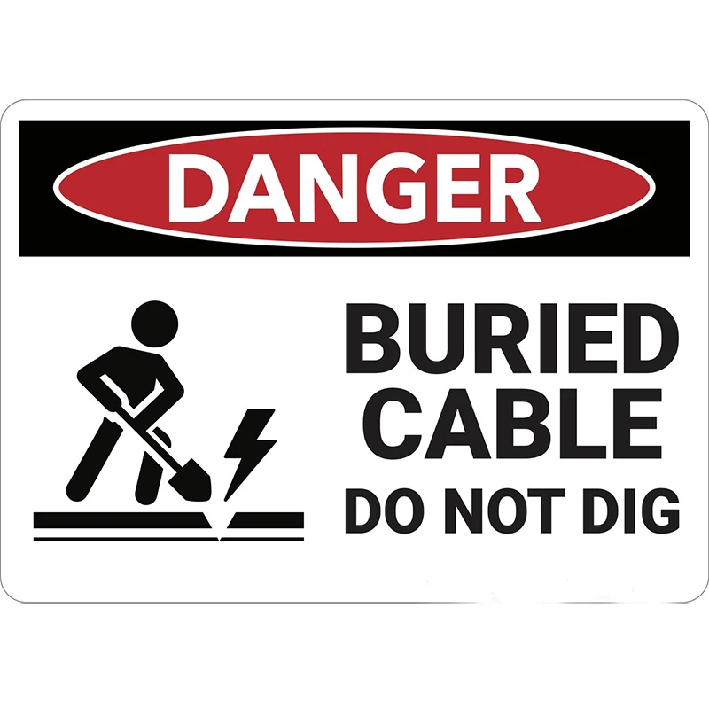 Electrical Safety Warning Sign Caution Buried Underground Cable Call ...