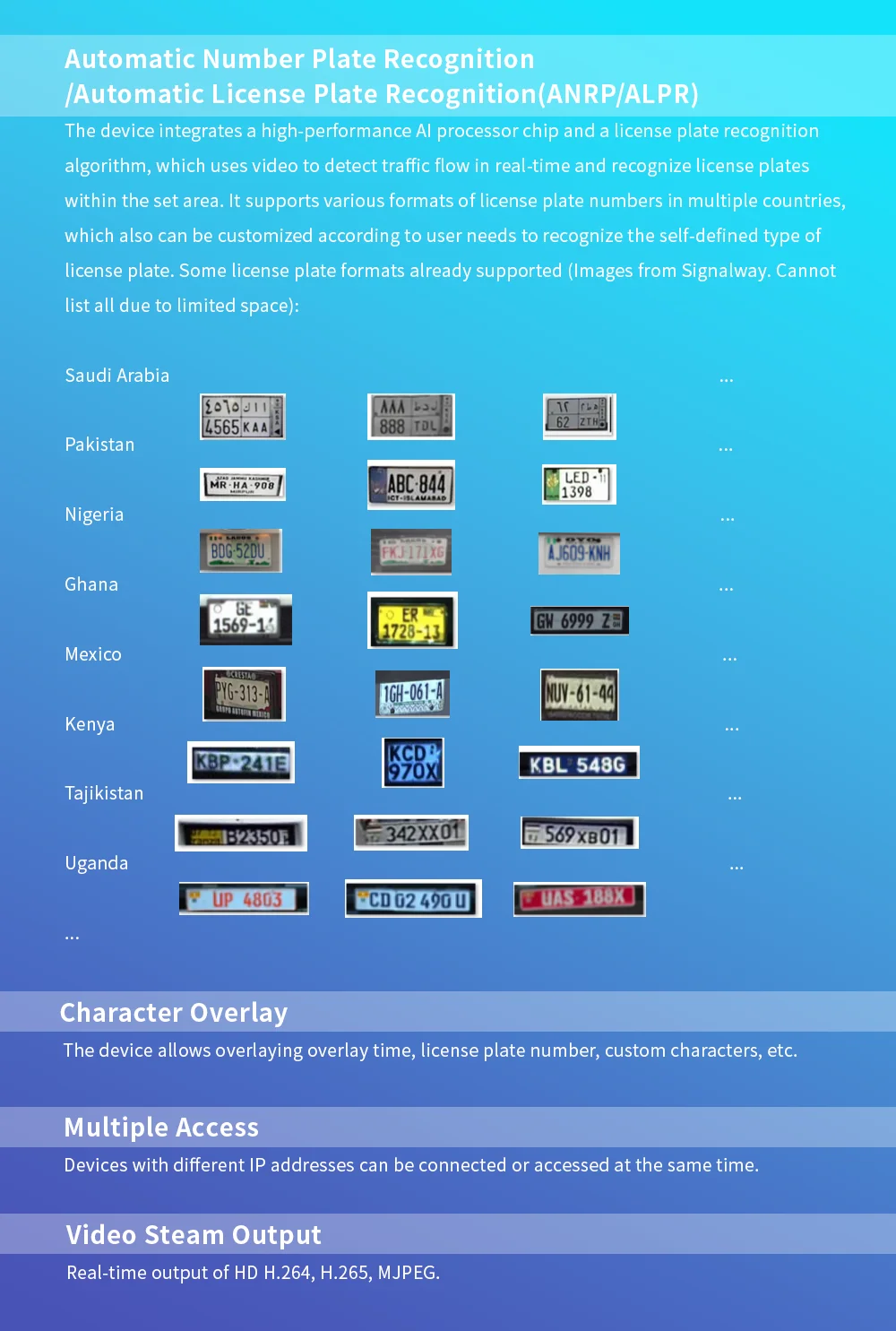 Signalway Ai Number Plate Recognition Camera License Plate Camera Anpr ...