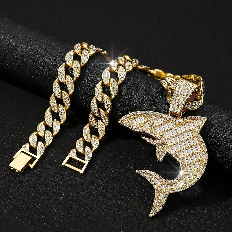 Yiwu Daicy New Design Diamond Shark Pendant Alloy Bling Bling Hip Hop ...