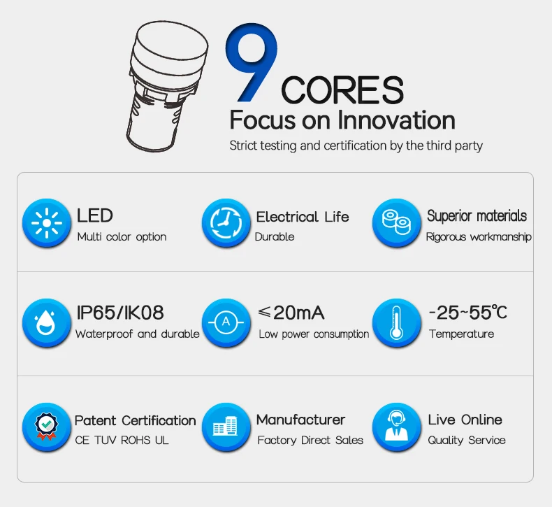 AD22-22DS New 22MM Panel Mount LED Power Electronic Indicator Pilot ...