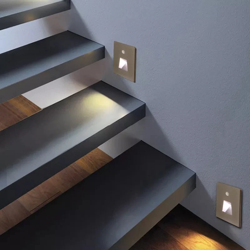 Motion Sensor Recessed Wall Foot Lamp Led Stair Wall Light Domestic ...
