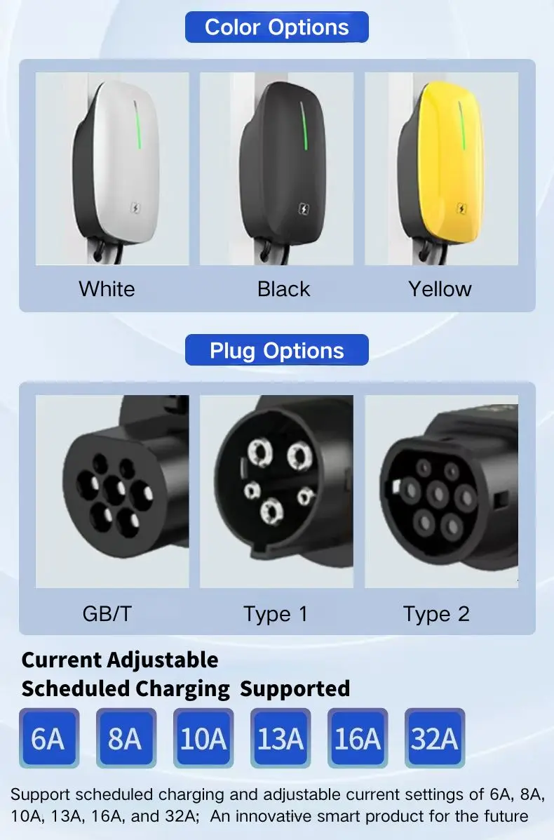 IP55 Smart 32A Electric Car Charging Station 7KW Wallbox APP Control ...