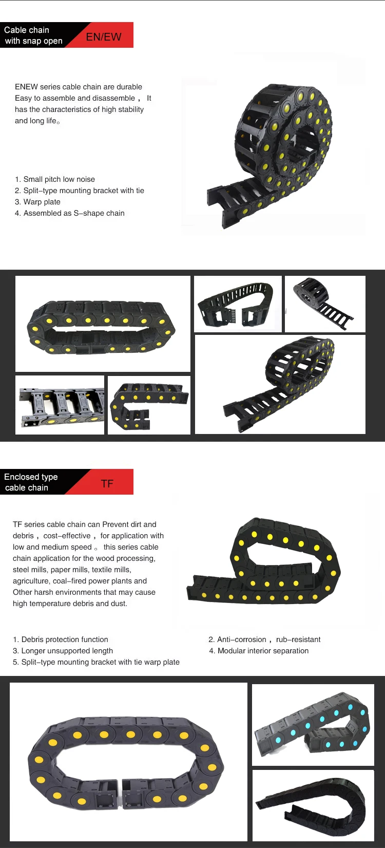 Customizable Flexible Plastic Cable Carrier Cable Drag Chain Guide ...