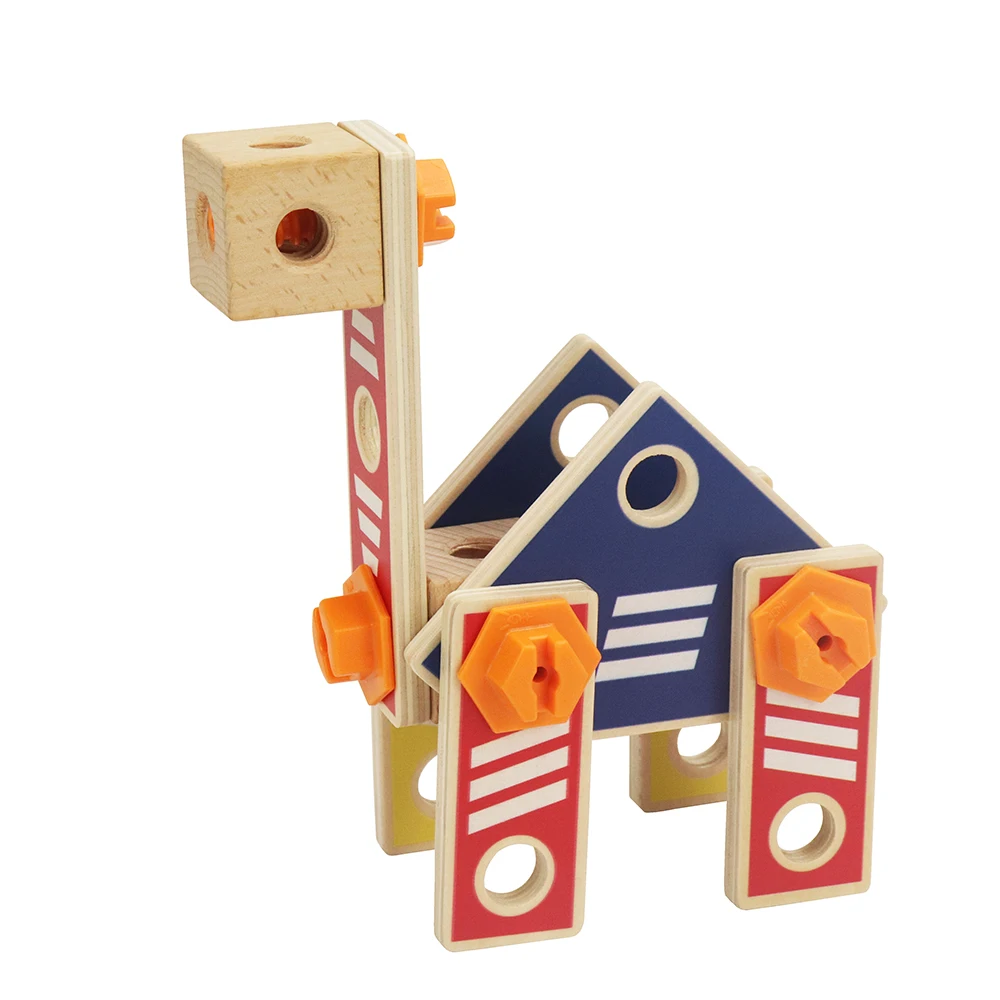 Wooden Nuts Bolts Building Block Set - PP Plastic Toy