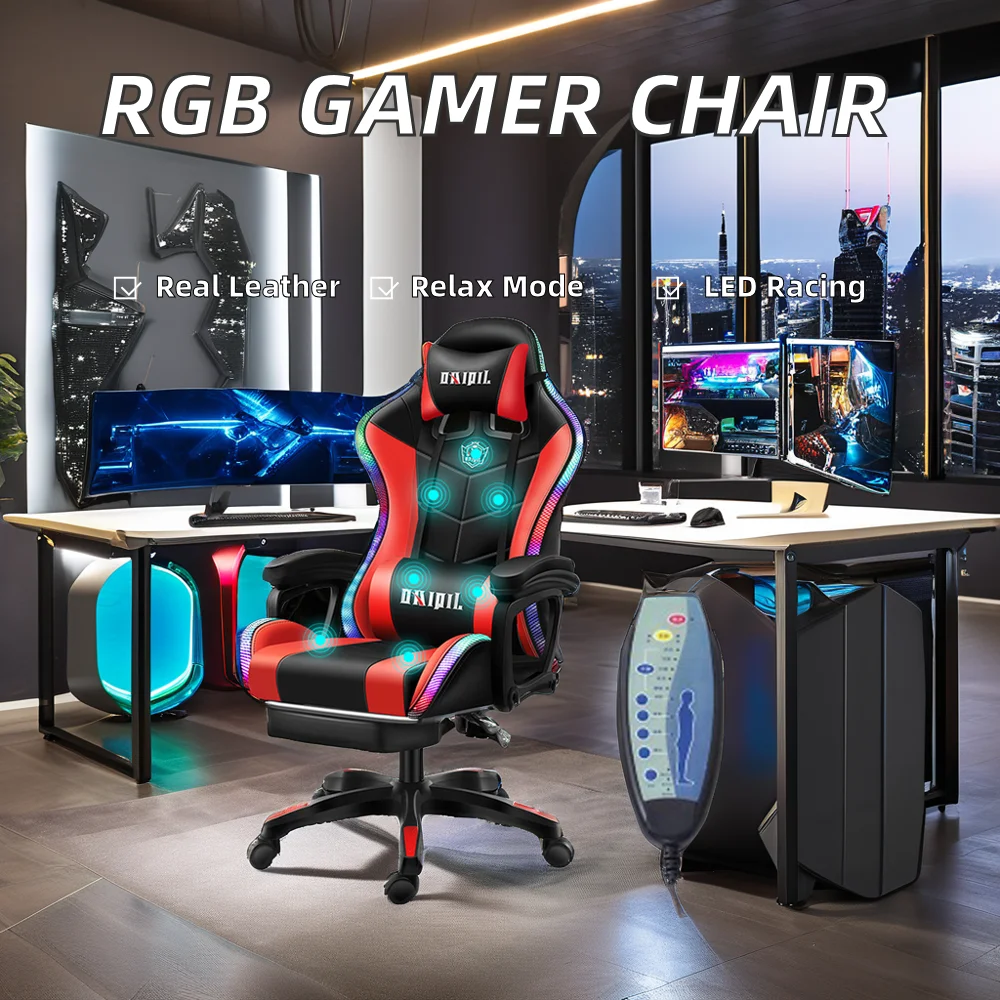 Quality Hot Factory Ergonomic RGB LED Racing Gamer Chair with Speakers ...