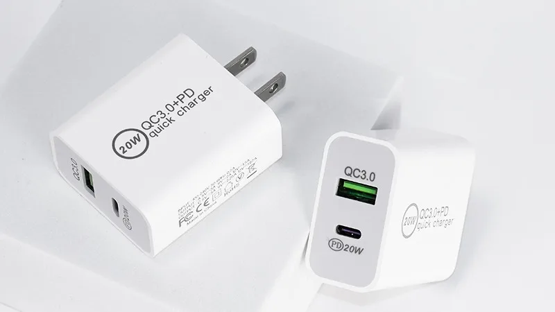 Qc3.0 Quick Charge Usb-c 20w Pd Charger 2 In 1 Dual Ports Phone Charger ...
