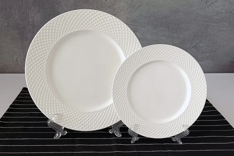 Chip Resistant Dinnerware White Wedding Plates Set Embossed Sublimation ...