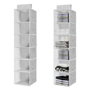 6-shelf Non-woven Collapsible Shelves Hanging Closet Cubby Hanging ...