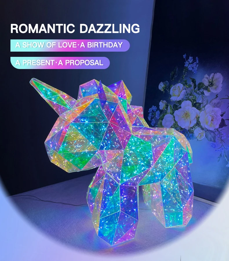 New Holographic Valentine's Day Gift Glowing Led Unicorn Toy For ...