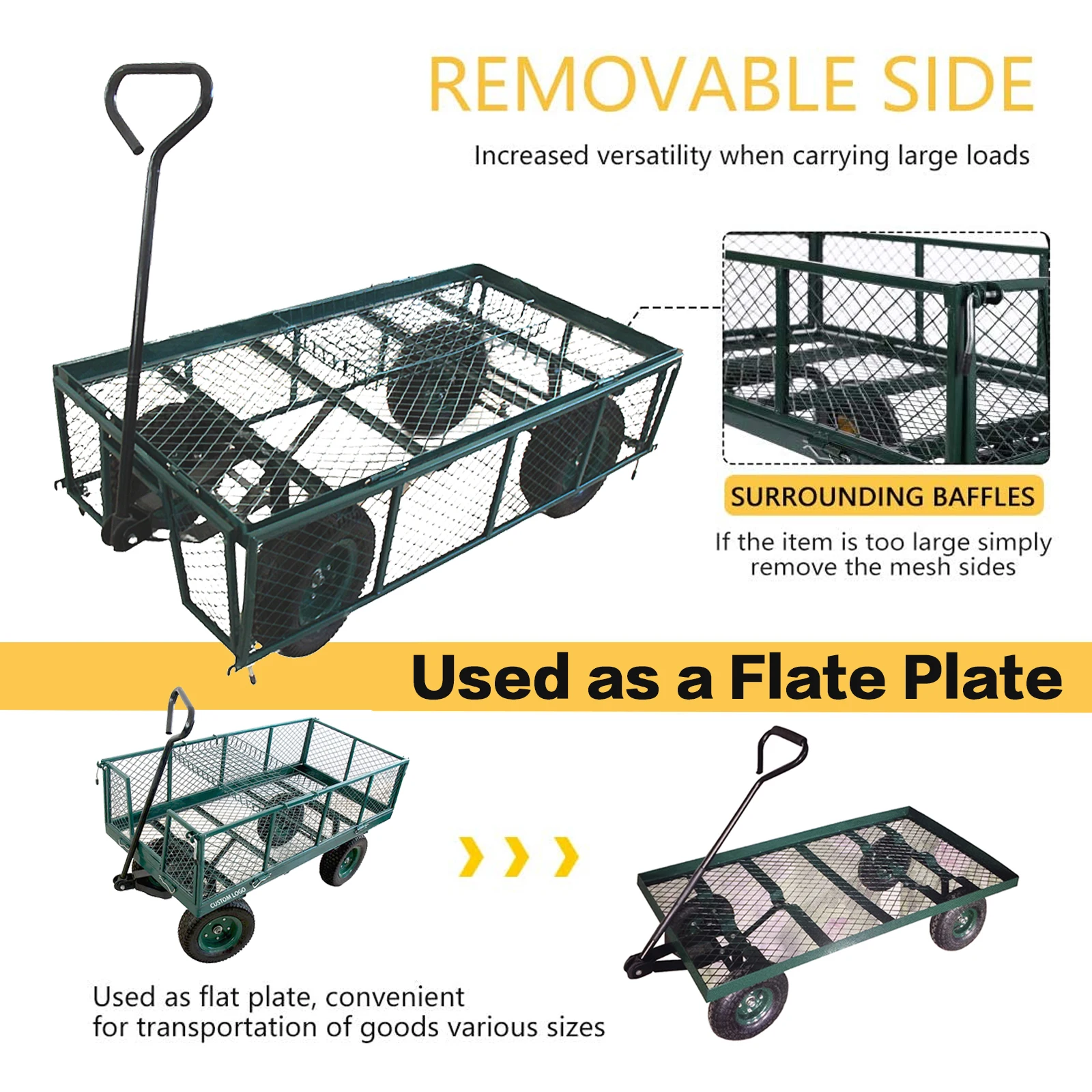 Heavy Duty Steel Mesh Cart - Durable Garden Utility Trolley
