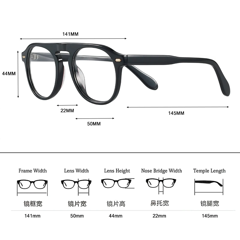 Classic Style Myopia Transparent Spectacle Acetate Rectangle Man Rts ...