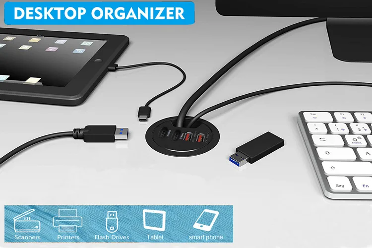 Jmax Grommet Desk Hub USB 3.0 Hub Table Type C With Power Supply ...