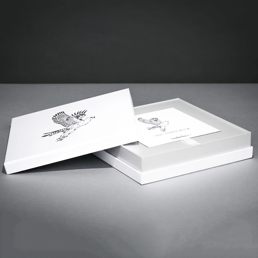 Custom Logo Luxury Rigid White Gift Boxes Matt Lamination Sponge Lining ...