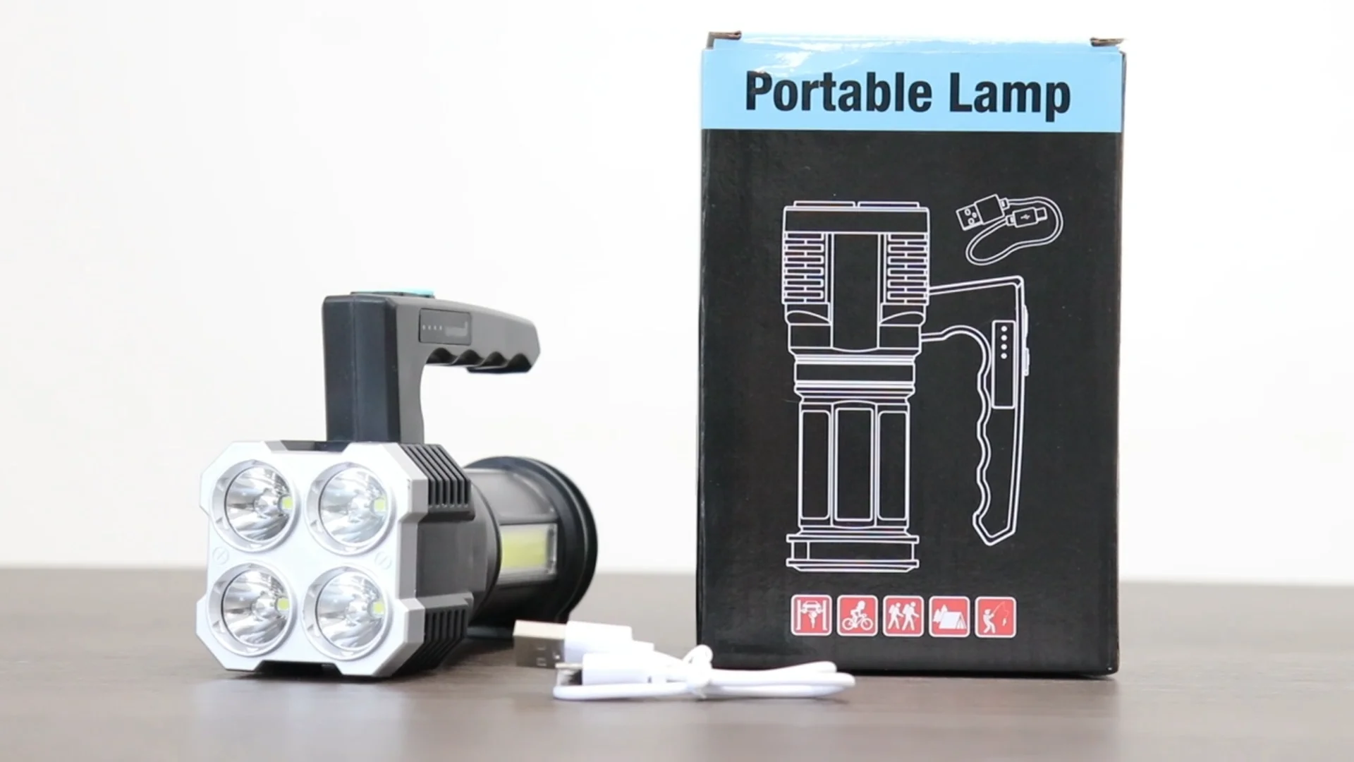 New 4 Lamp Beads Glare Flashlight Usb Charging Portable Led ...