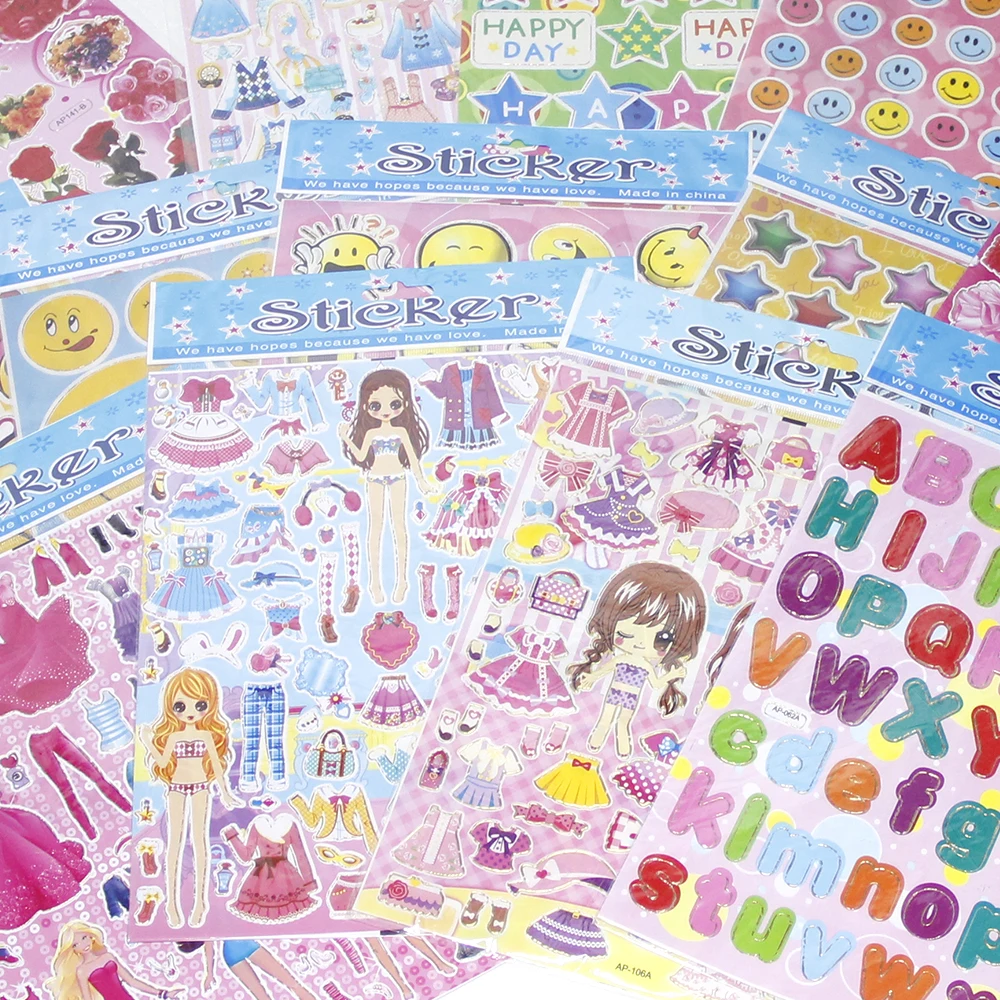 High Quality 3d Puffy Stickers Princess Dress up Cartoon Girl Stickers ...