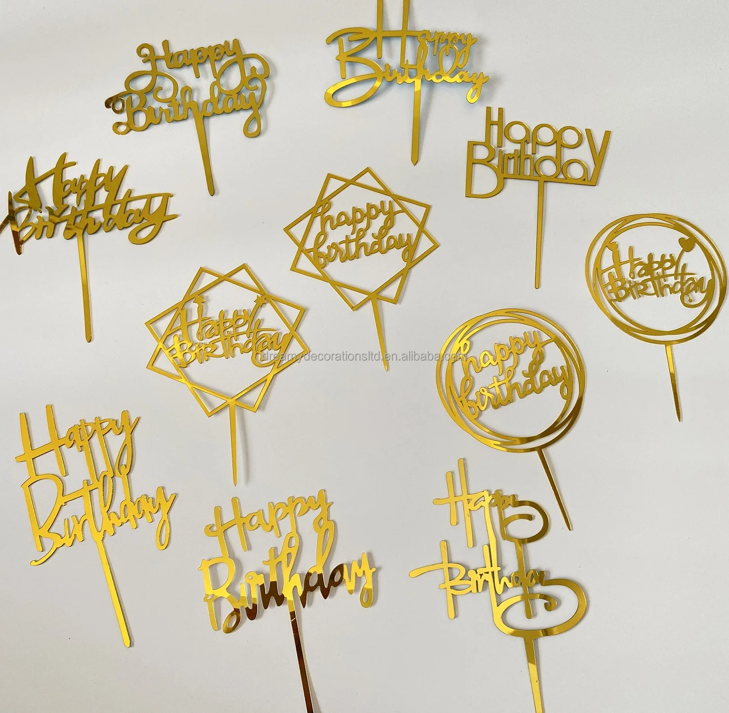 Shop Our Cheap Birthday Cake Decoration Gold Acrylic Topper