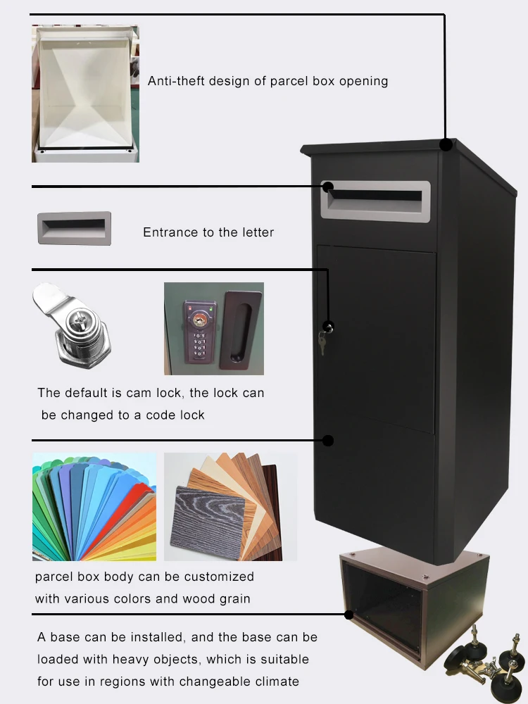 Parcel Box With Lock Outdoor Freestanding Mailbox Custom Post Office ...