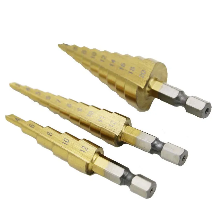 3-Piece Set of Hexagon Handle Straight Groove Public Titanium Plated ...
