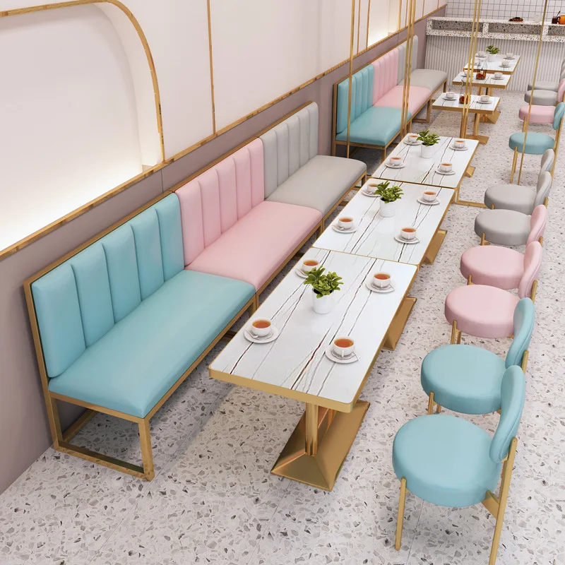 Restaurant Bar Dining Table and Chair Set, Booth Seating Marble Small ...