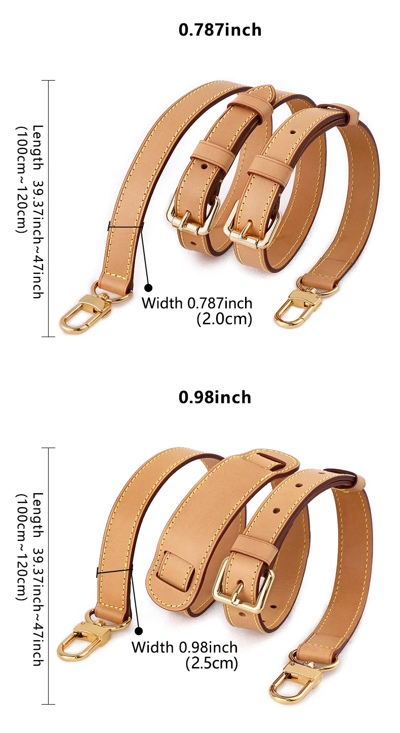 Veg Tan Leather Shoulder Strap Handles Diy Replacement Handle For ...