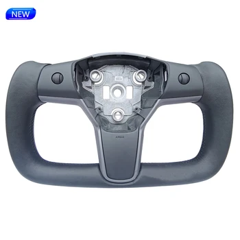 Yoke Steering Wheel Racing For Model 3 Model Y 2017-2022 Leather Carbon ...