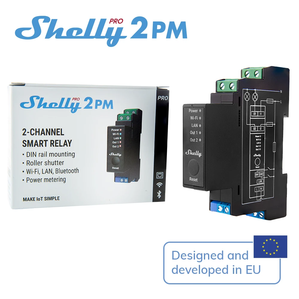 Shelly Pro 2pm Roller Shutter Smart Wifi Switch 2 Phase Energy Meter ...