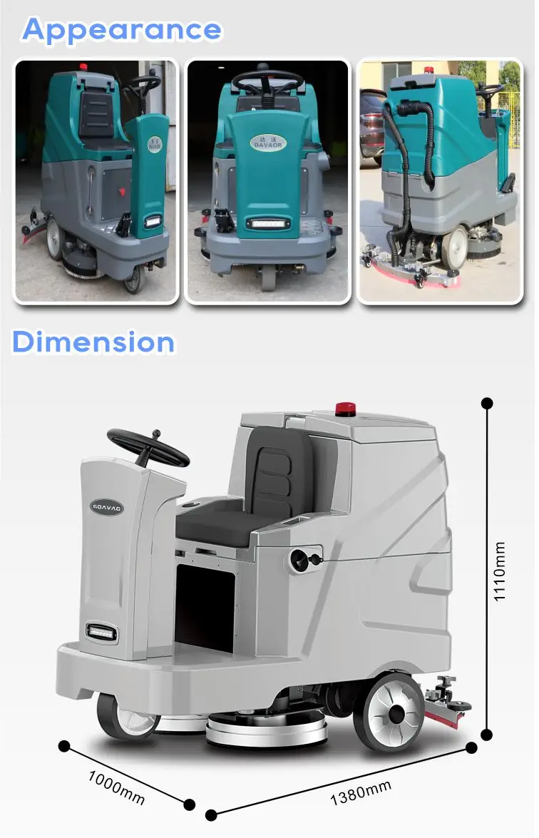 Industrial Battery Operated Auto Concrete Marble Ride On Floor Scrubber ...