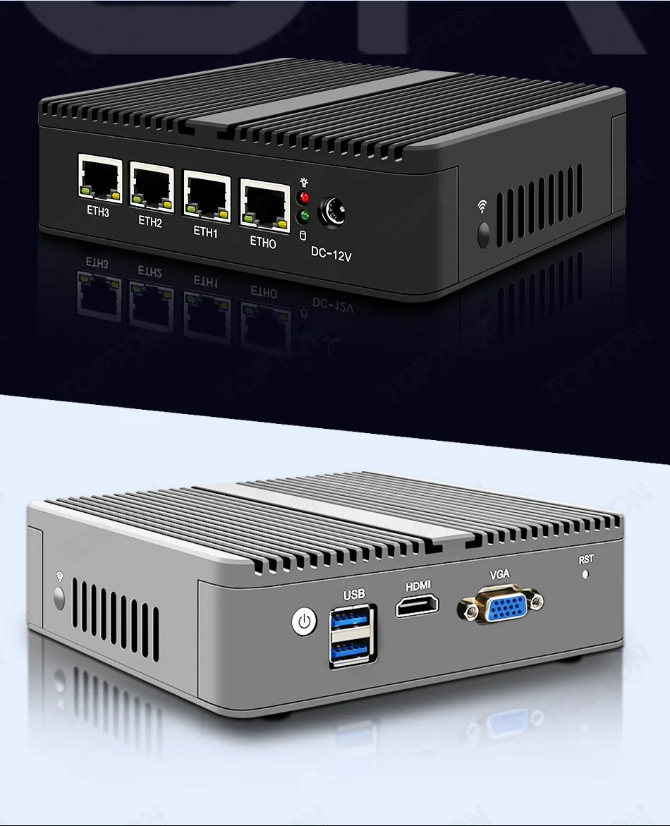 J4125 Motherboard Firewall Mini Pc N4000 Pfsense Machine Vision Ipc Fanless 4 Lan Mini Computer ...