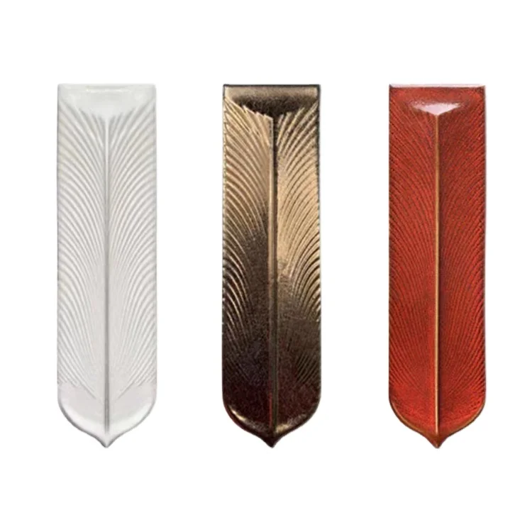 Custom Art Ceramic Feather Tiles Red Green TV Bar Hotel Background Wall ...