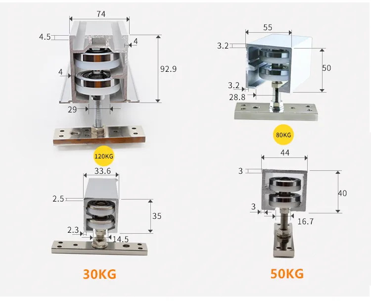 Folding Door Pulley Bearing 50kg 360 Degree Rotation Move The Door ...