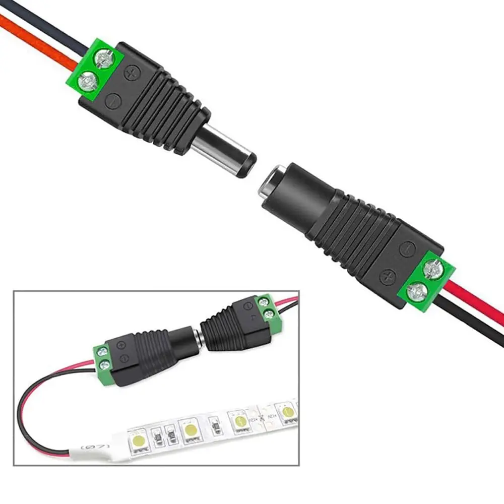 12V DC Power Connector 5.5mm X 2.1mm Male FemalePower Jack Adapter for ...