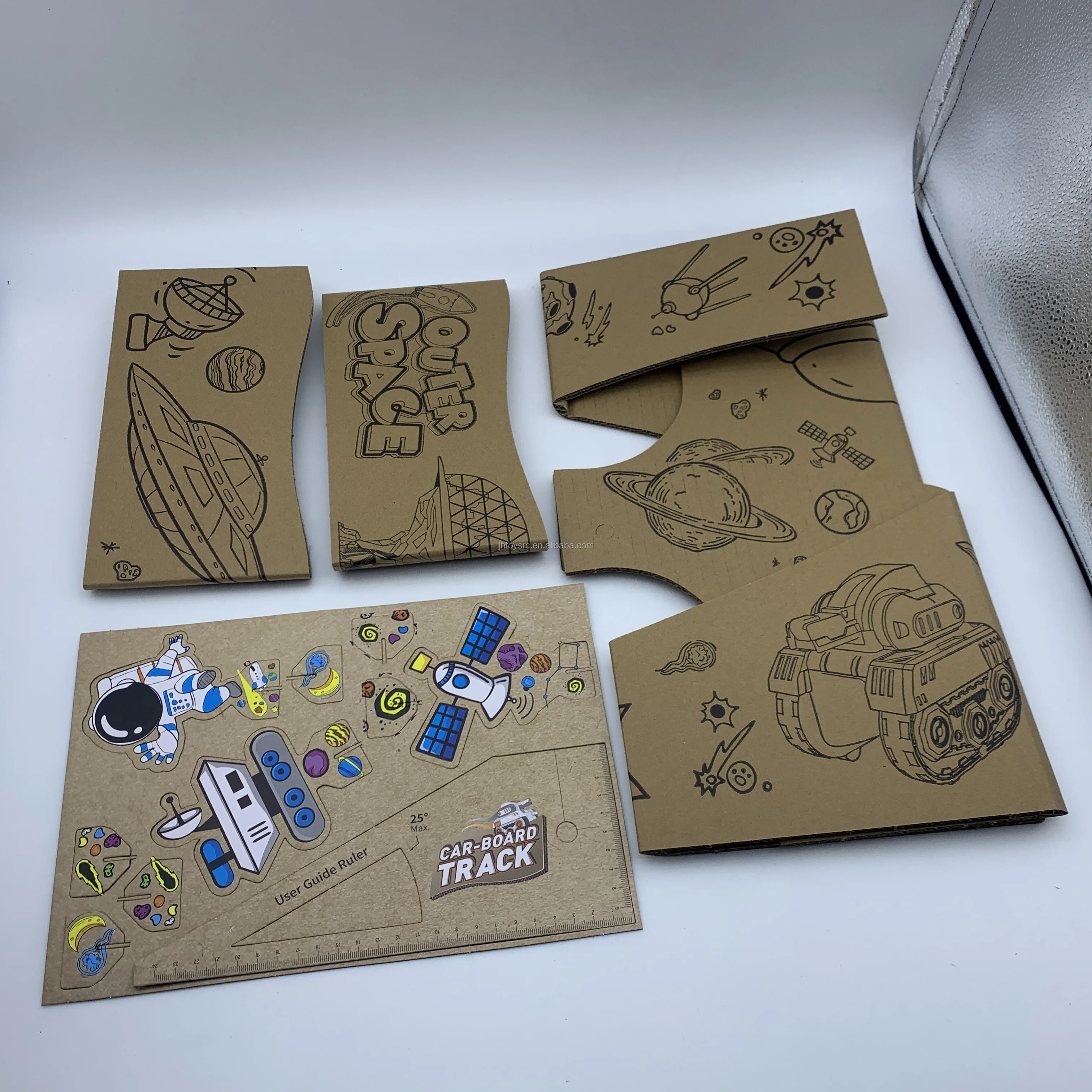 New Upgrade Paper Track Car Play Set With Space Car Vehicles Battery ...