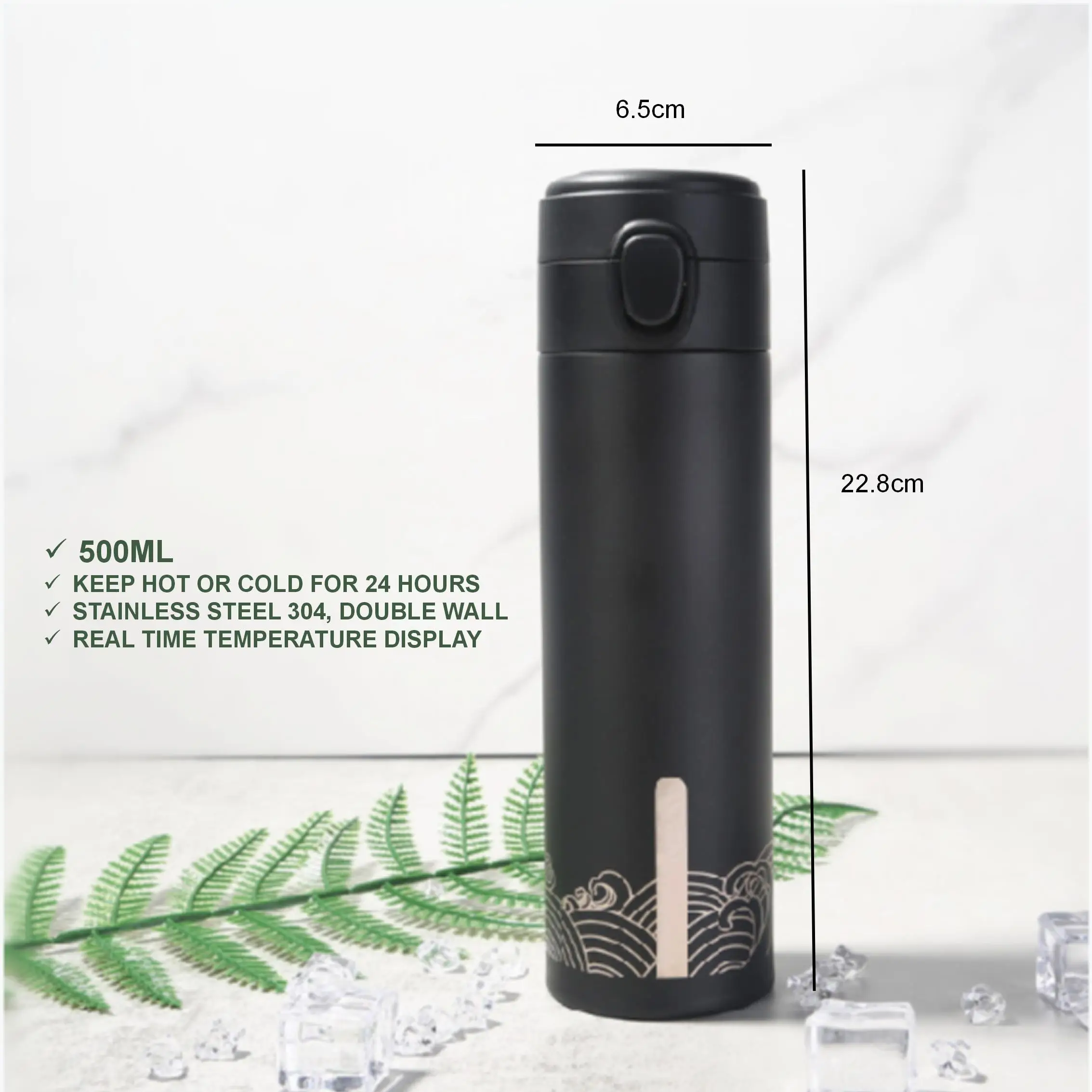 Smart Temperature Water Bottle - 500ml Intelligent Thermos