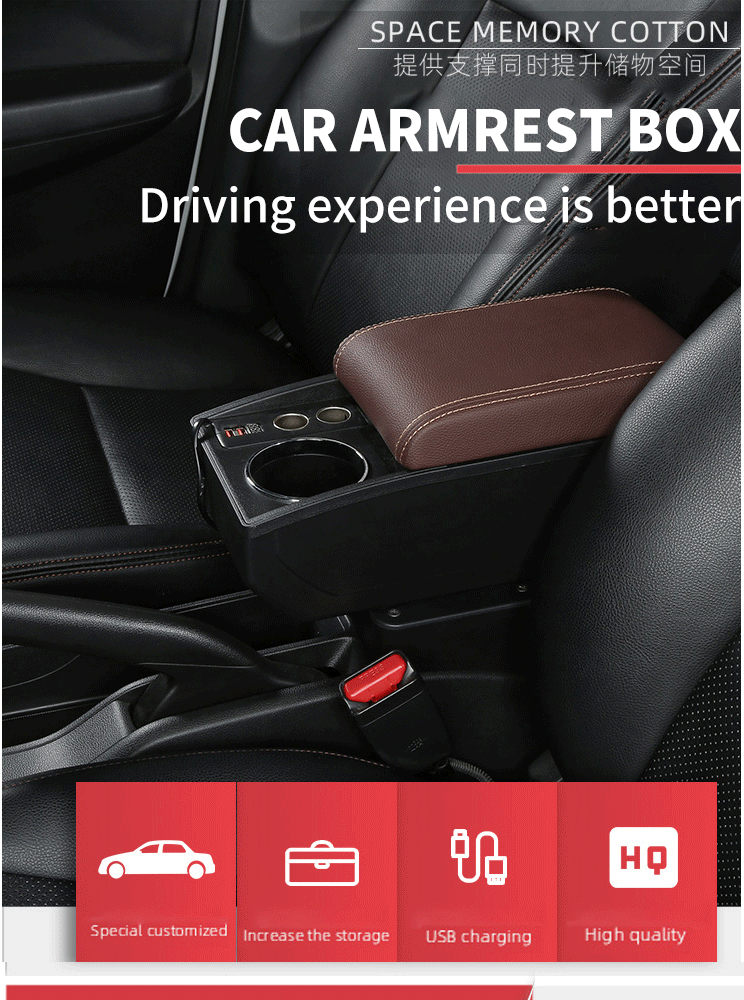 TONC for Hyundai SOLARIS Accent 2017~2020 Car Central Armrest Black ...