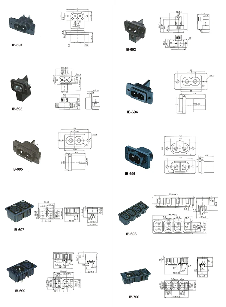 3 Pin AC Power Socket Plug Converter Black with CE Certification AC ...