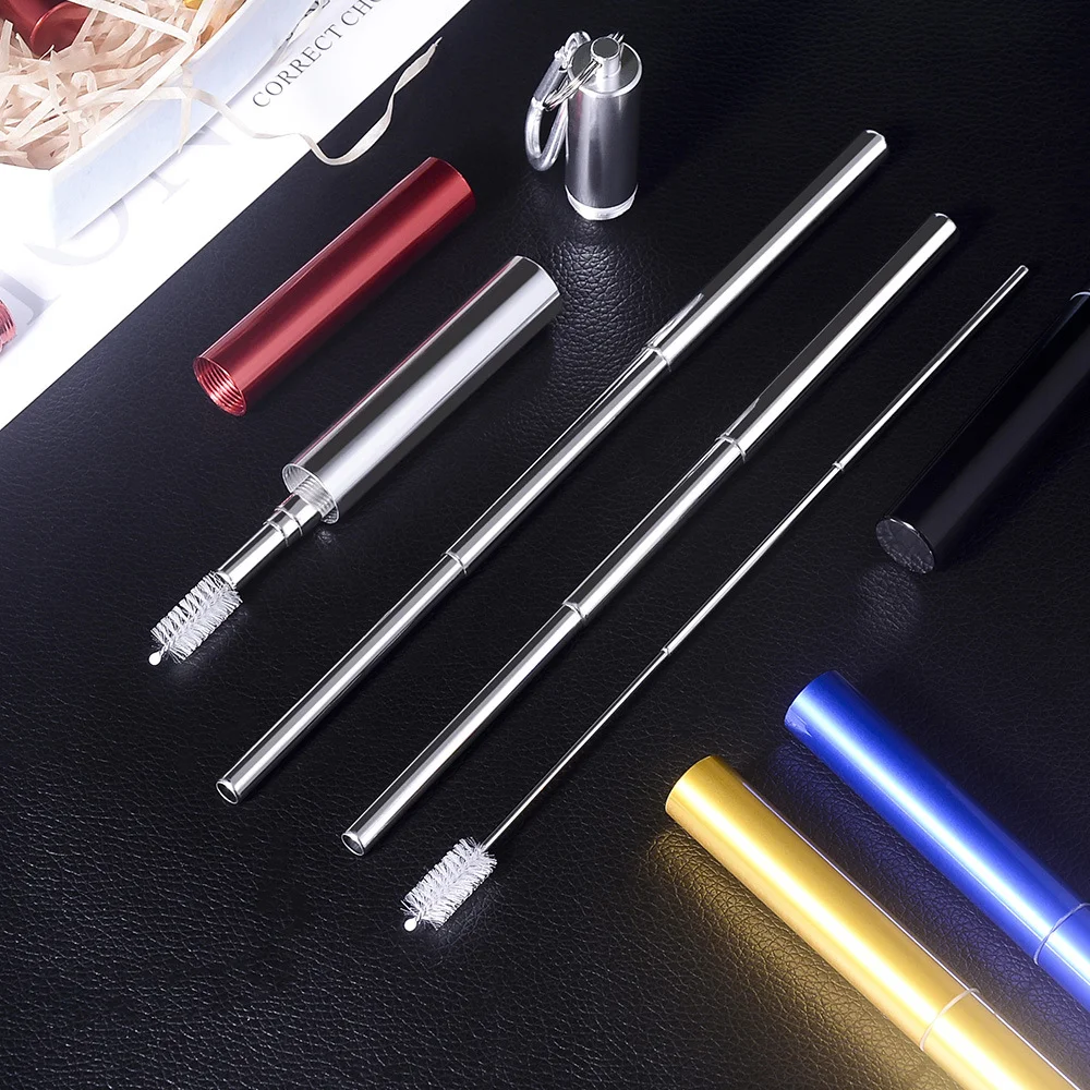 Ikitchen Telescopic Drinking Straw Set With Box Telescopic Metal Straw ...