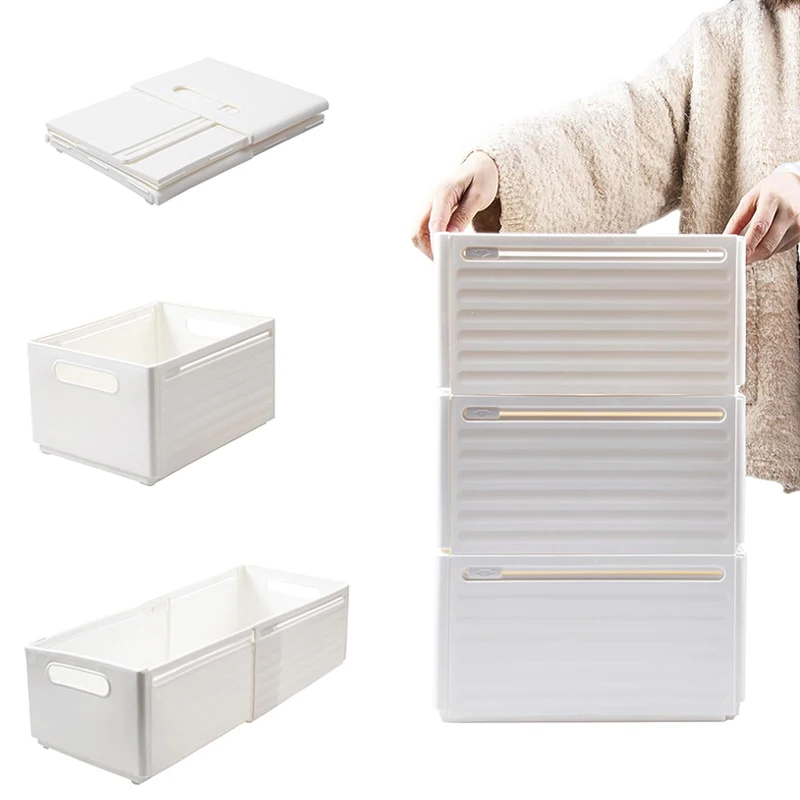 Retractable Plastic Storage Box Bins W/handle For Closet Dresser ...