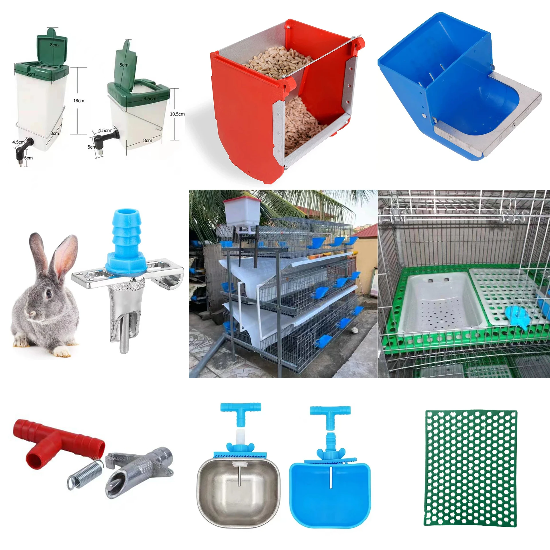 Rabbit Cage Commercial Farming Use Blue Rabbit Feeder Rabbit Feed ...