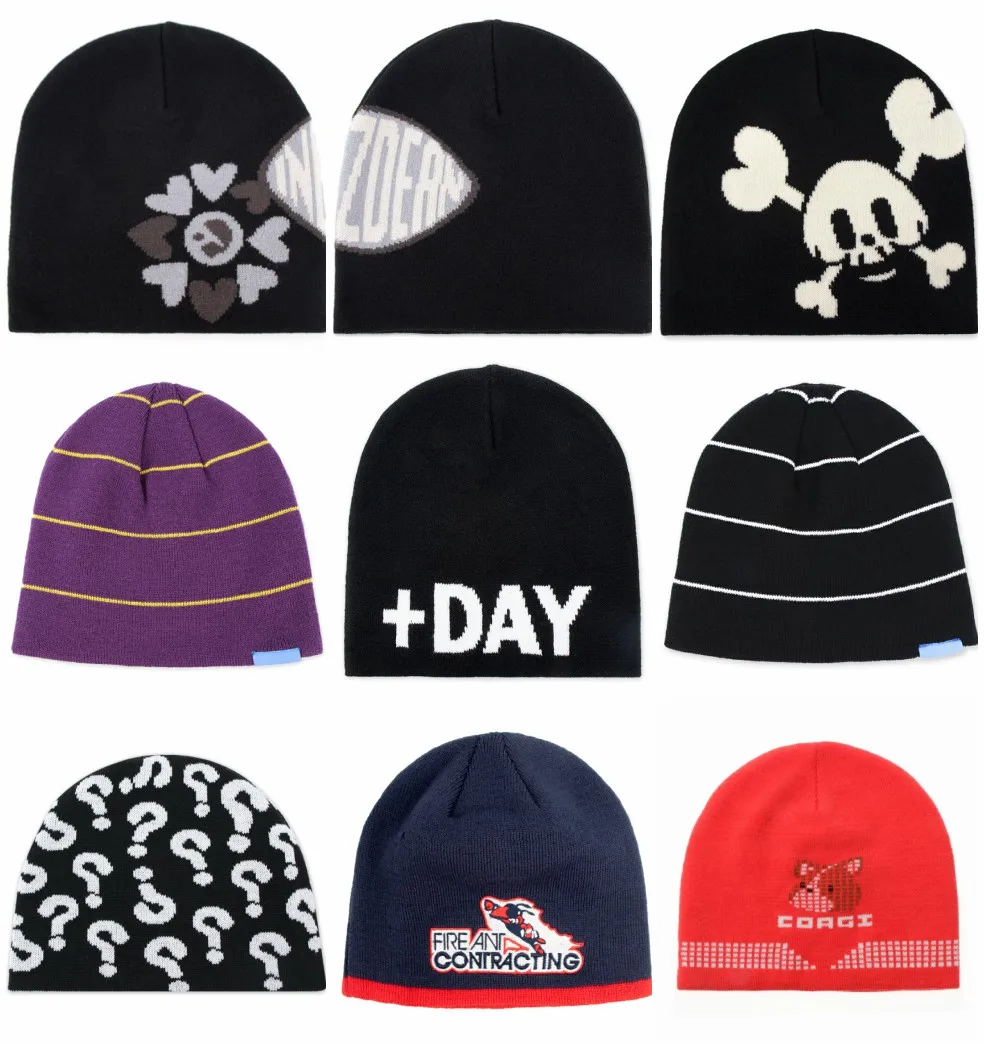 Qianzun Manufacturcer Winter Skully Cuffless Acrylic Custom Jacquard ...