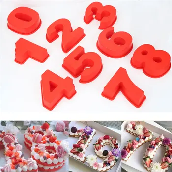Large Size Number Moulds Baking Forms Silicone Number Mold Cake Pan 10 ...