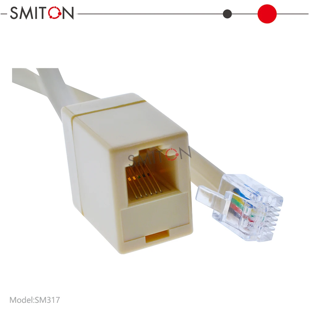 6p6c Female Panel Mount Male Straight Through 1m RJ11 RJ12 6P6C ...